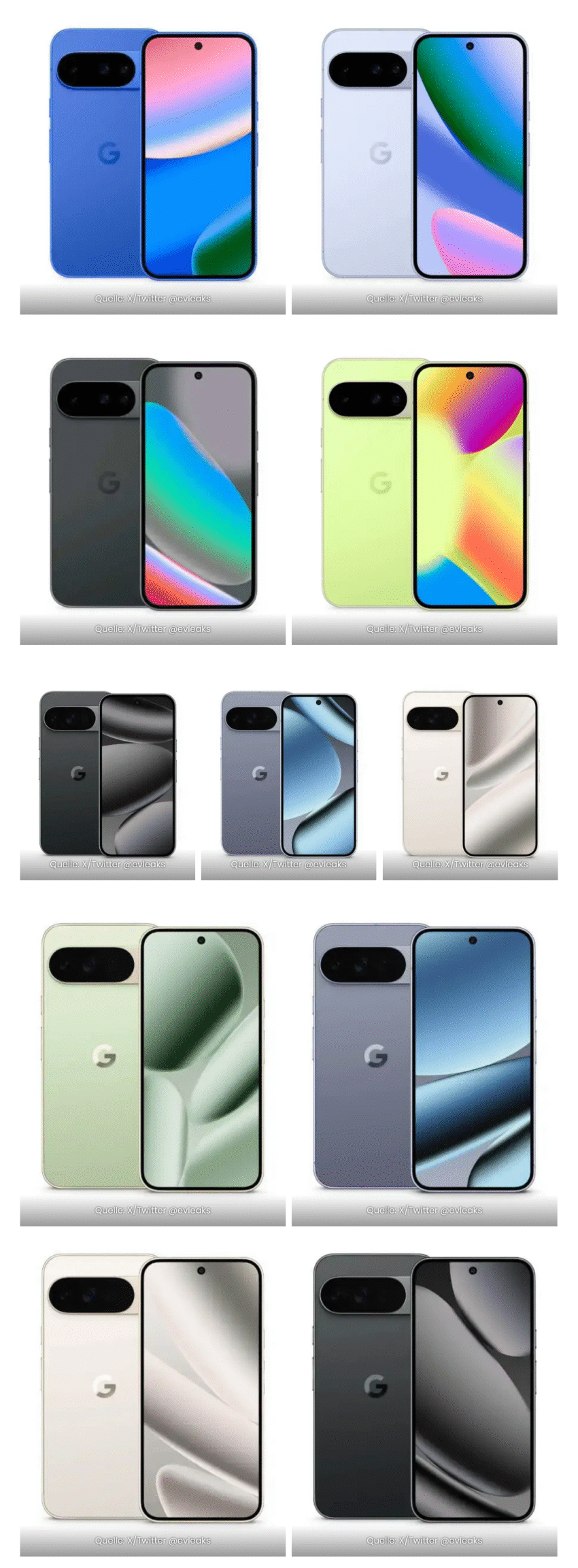 Pixel 10 : toutes les couleurs et modèles révélés avant l’événement Google